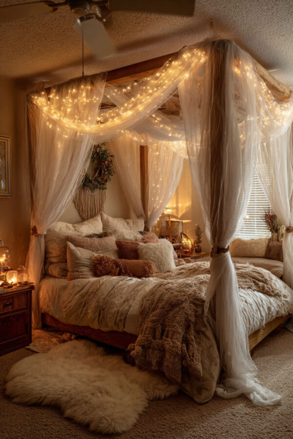 18 Hanging Fairy Lights Ideas For Bedroom - Velvet Dawns